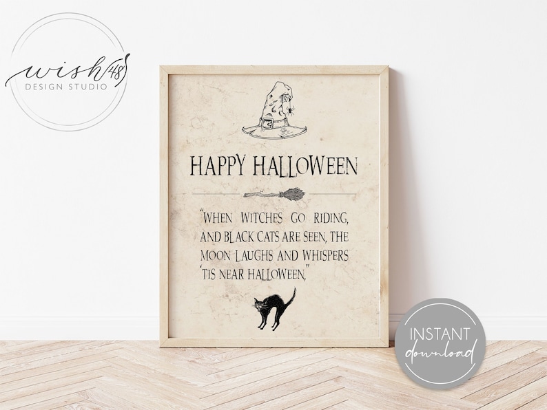 When Witches Go Riding Printable Halloween Home Decor Fall | Etsy