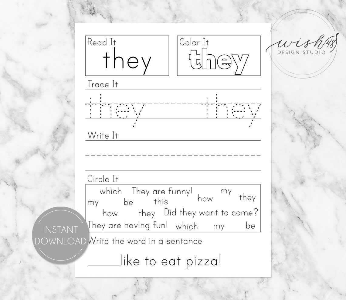 Fry Sight Word Worksheets Printable 50 Sight Word Worksheets - Etsy