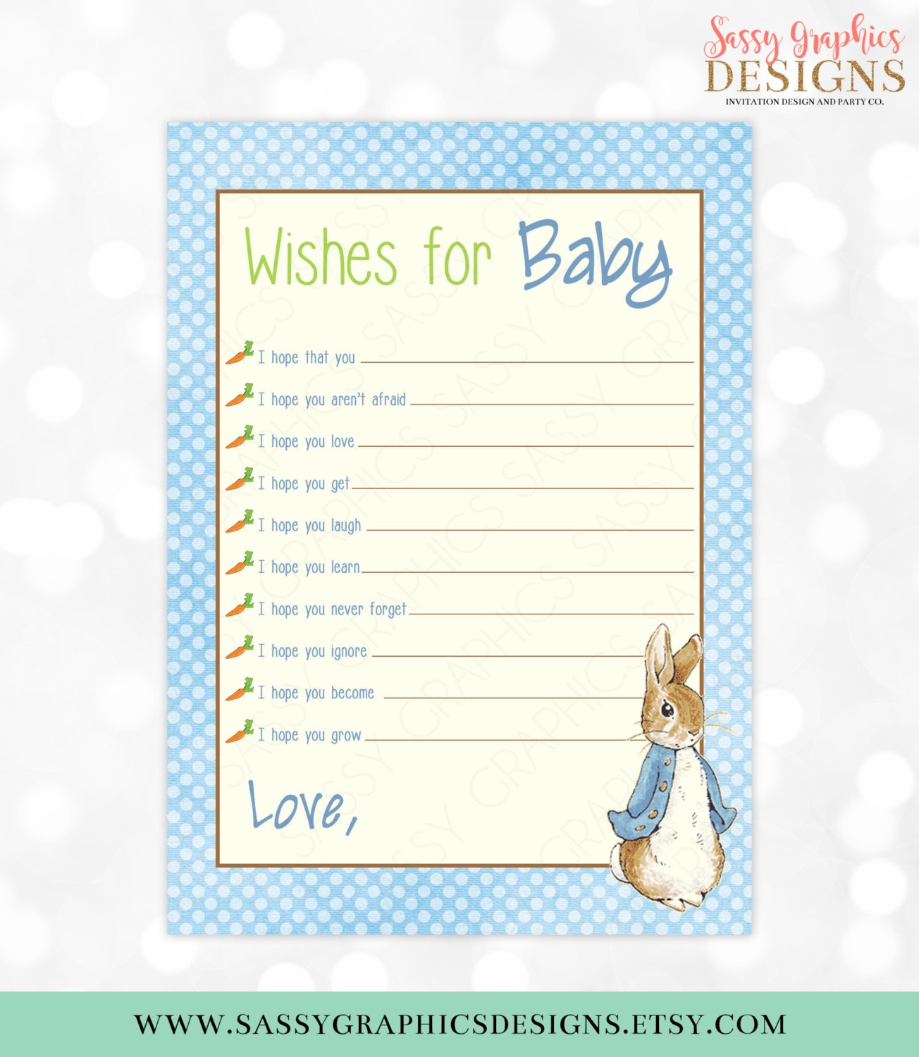 Peter Rabbit Wishes for Baby Card Well Wishes for Baby Peter | Etsy