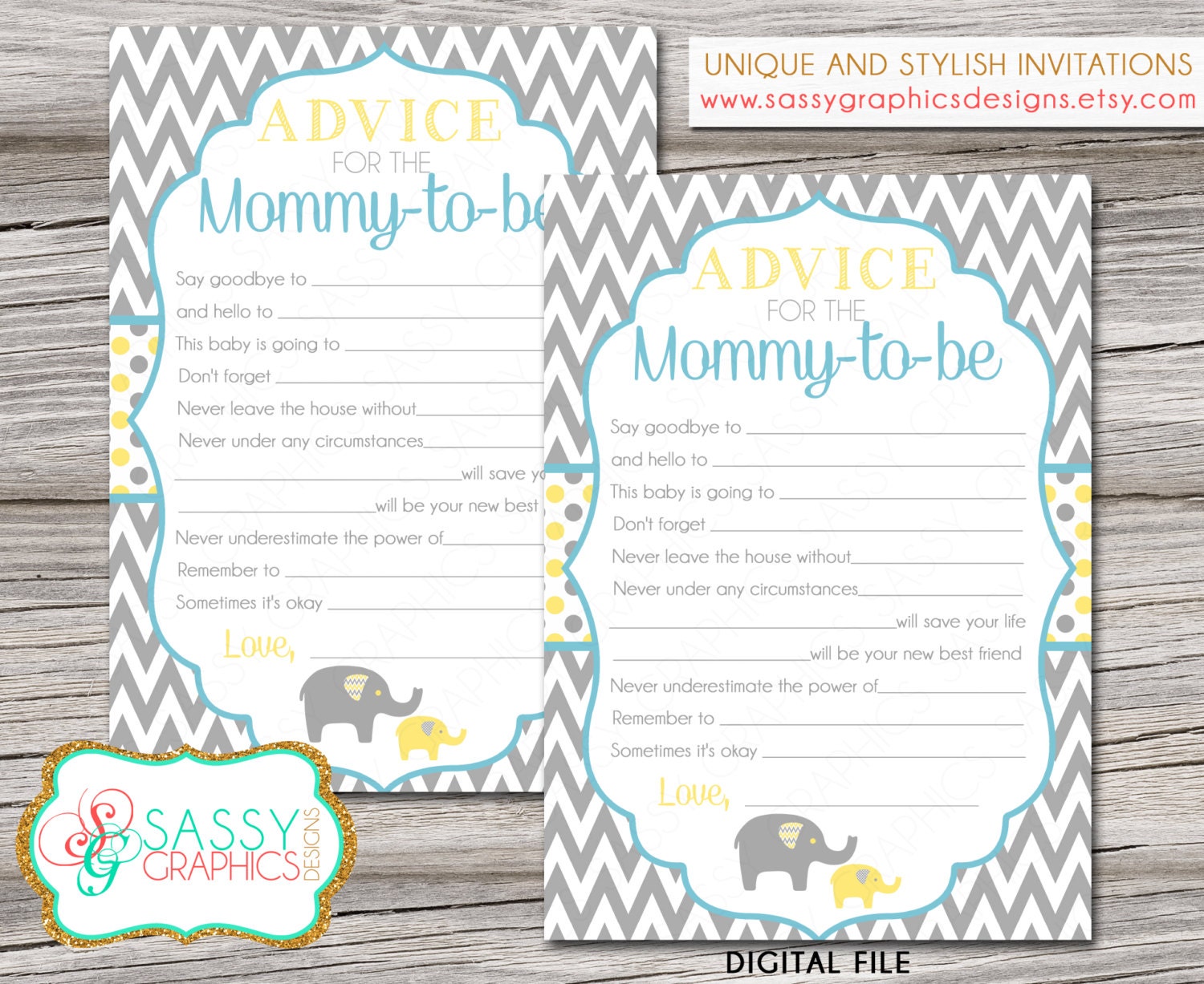 Elephant Boy Baby Shower Card Baby Shower Advice Card Advice | Etsy