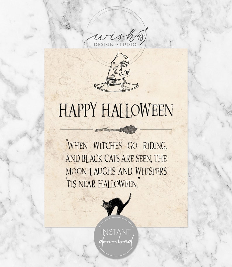 When Witches Go Riding Printable Halloween Home Decor Fall | Etsy