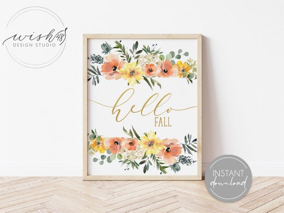 Hello Fall Home Decor Printable, Autumn Home Decor, Autumn Art Posters ...