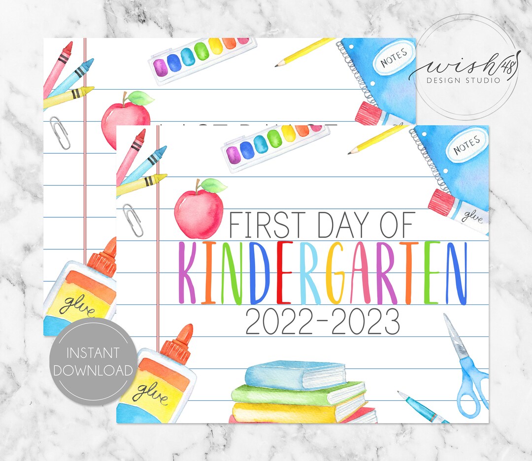 First Day of Kindergarten Grade Sign Back to School Sign 1st Day of ...
