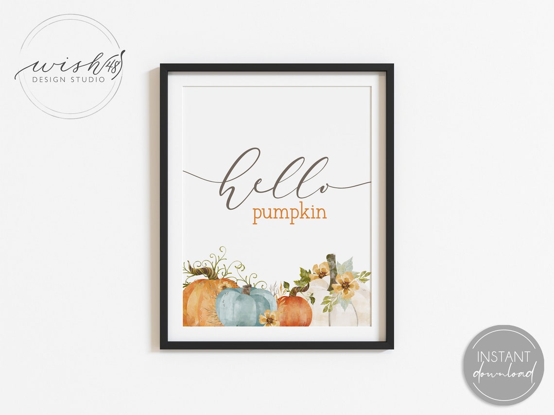 Hello Pumpkin Home Decor Printable Autumn Home Decor Autumn | Etsy