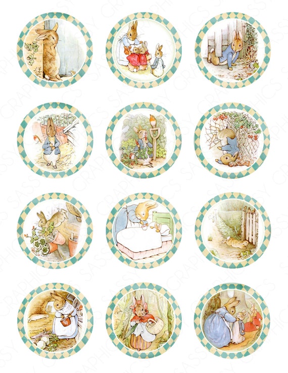 Peter Rabbit Cupcake Toppers Baby Shower Birthday Party Printable Peter ...