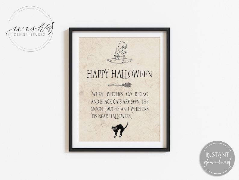 When Witches Go Riding Printable Halloween Home Decor Fall | Etsy