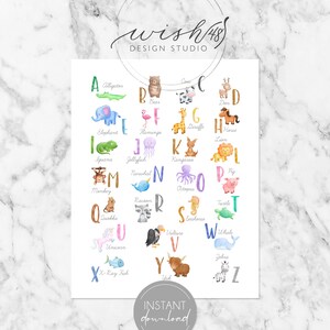 Animal Alphabet Poster, Educational Poster, Alphabet Wall Art, Nursery ...