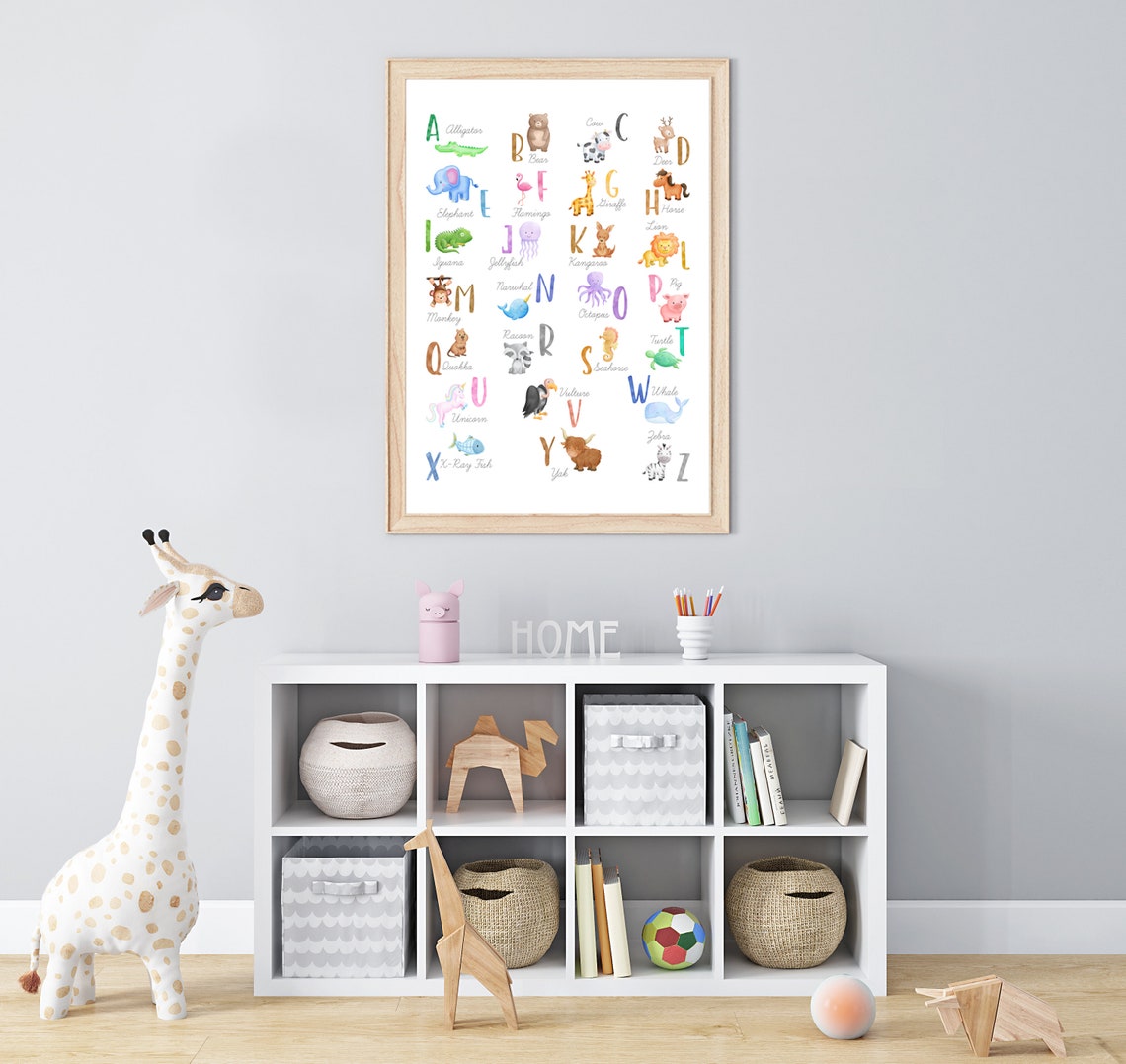 Animal Alphabet Poster, Educational Poster, Alphabet Wall Art, Nursery ...
