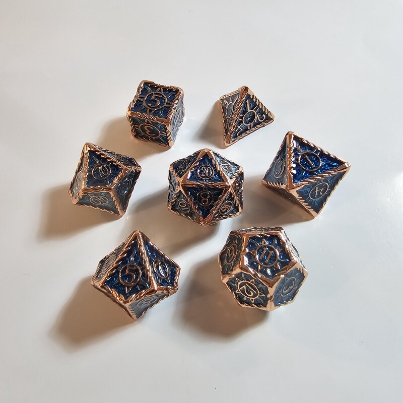 Brass and Blue Dice - Etsy UK