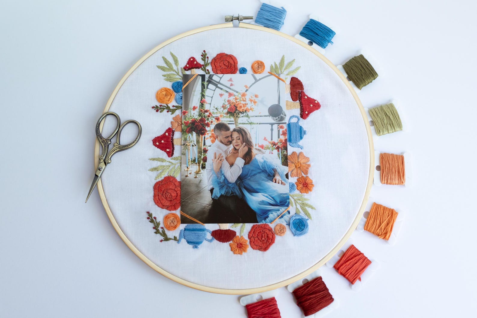 Hand Embroidered Flower Frames Inspired by Your Wedding Florals - Etsy