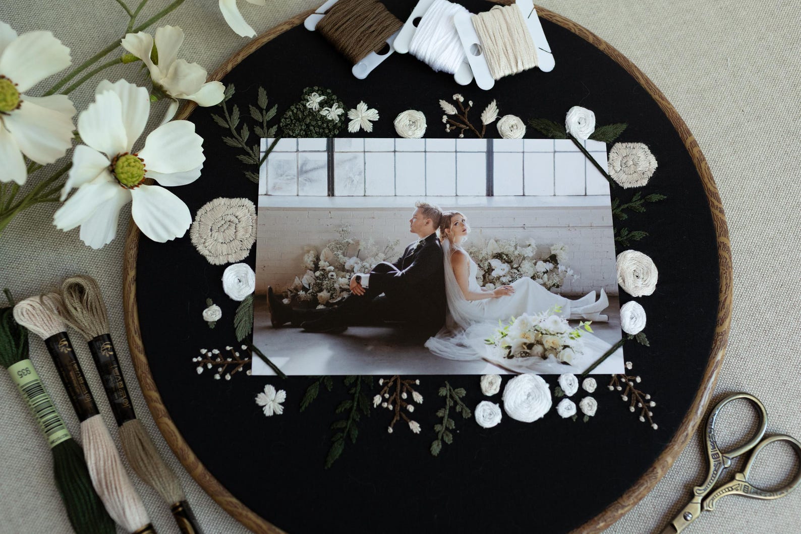 Hand Embroidered Flower Frames Inspired by Your Wedding Florals - Etsy