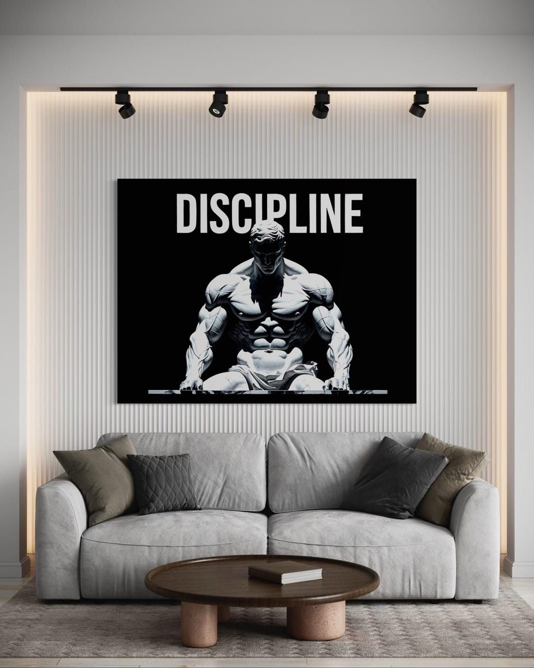 Discipline Poster for Men – Dominant Marble Statue Wall Art With Bold ...