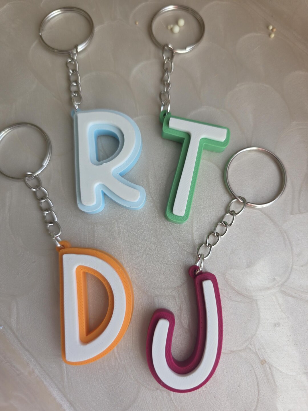 Custom 3D Printed Initial Keychains - Personalized Letter Gift - Etsy