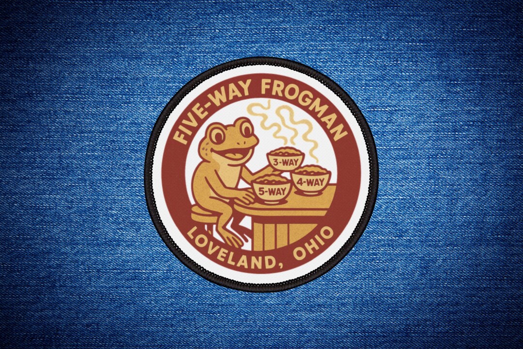 Five Way Frogman Patch | Loveland Ohio Cryptid Iron on Patch | Funny ...