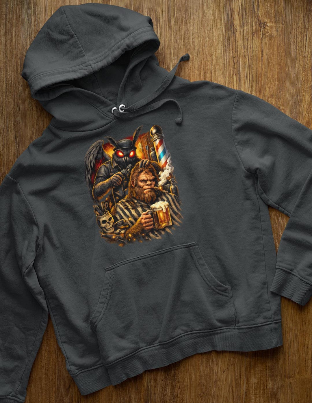 Mothman Barber Hoodie | Bigfoot Haircut Cryptid Art | Barber Gift ...