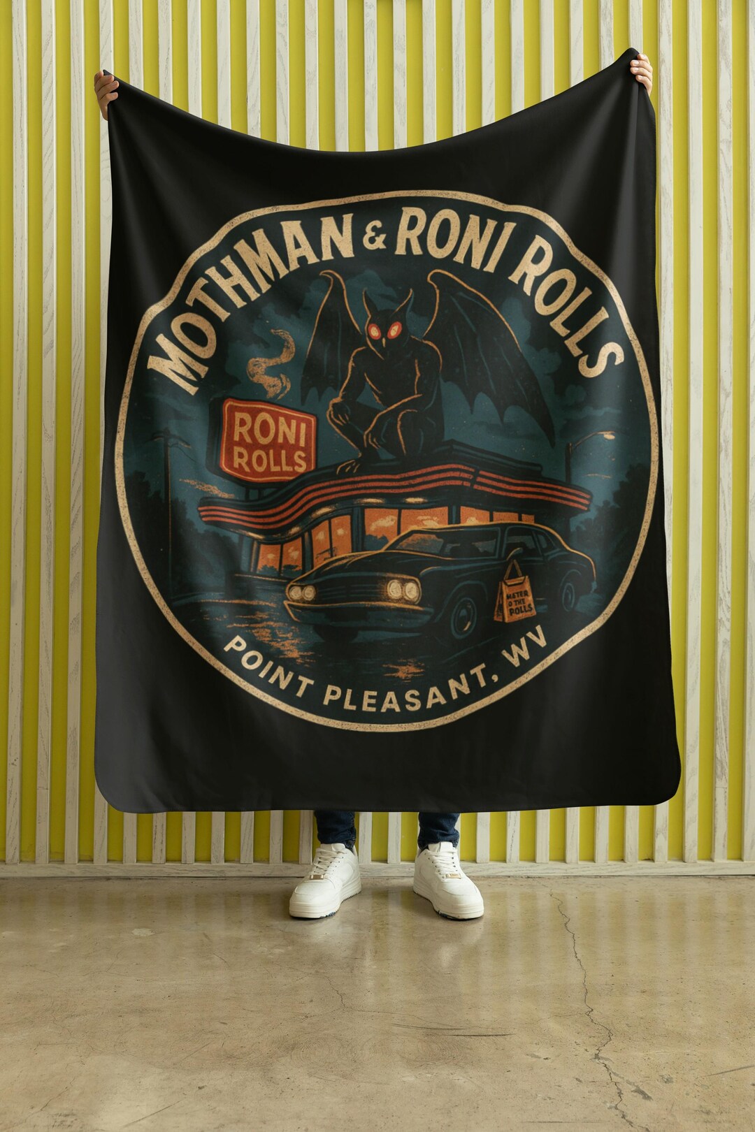 Mothman & Roni Rolls Blanket | Appalachian Home Decor | WV Folklore ...