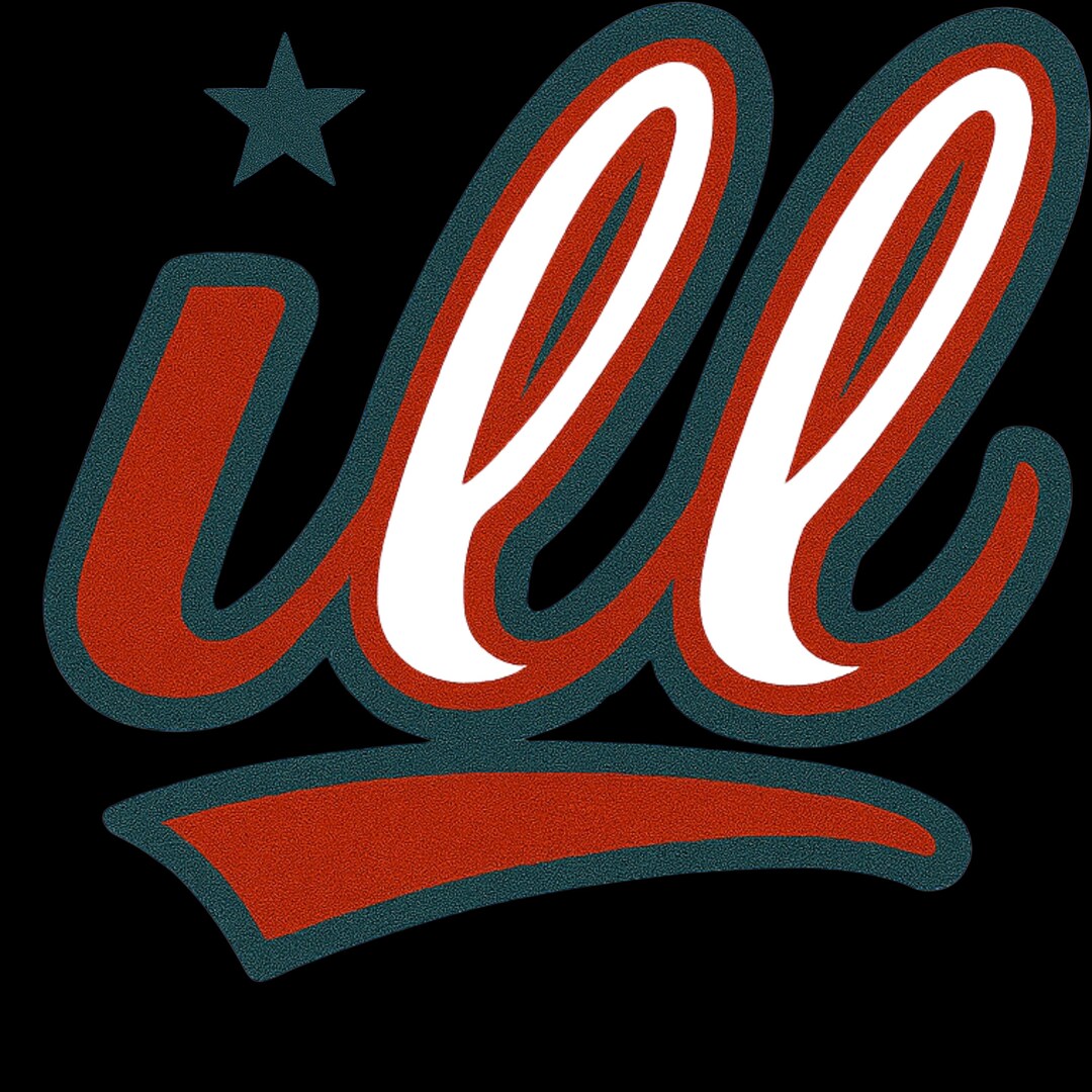 Red - White - Blue Retro “ill” Logo PNG – Baseball Style Font for T ...