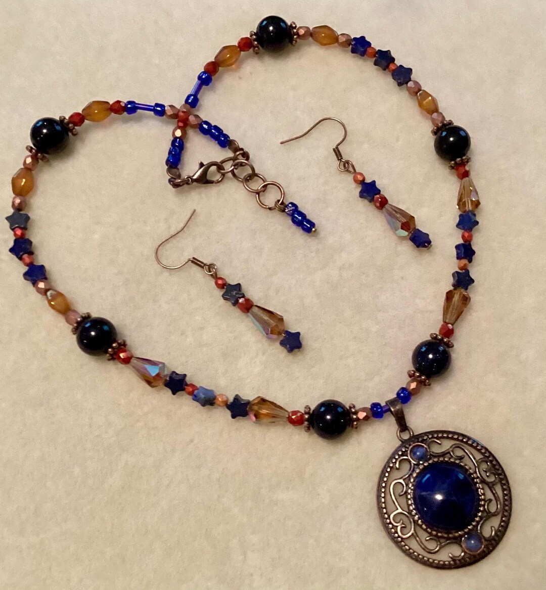 Blue Sandstone Necklace and Earring Set, Celestial Star Jewelry - Etsy