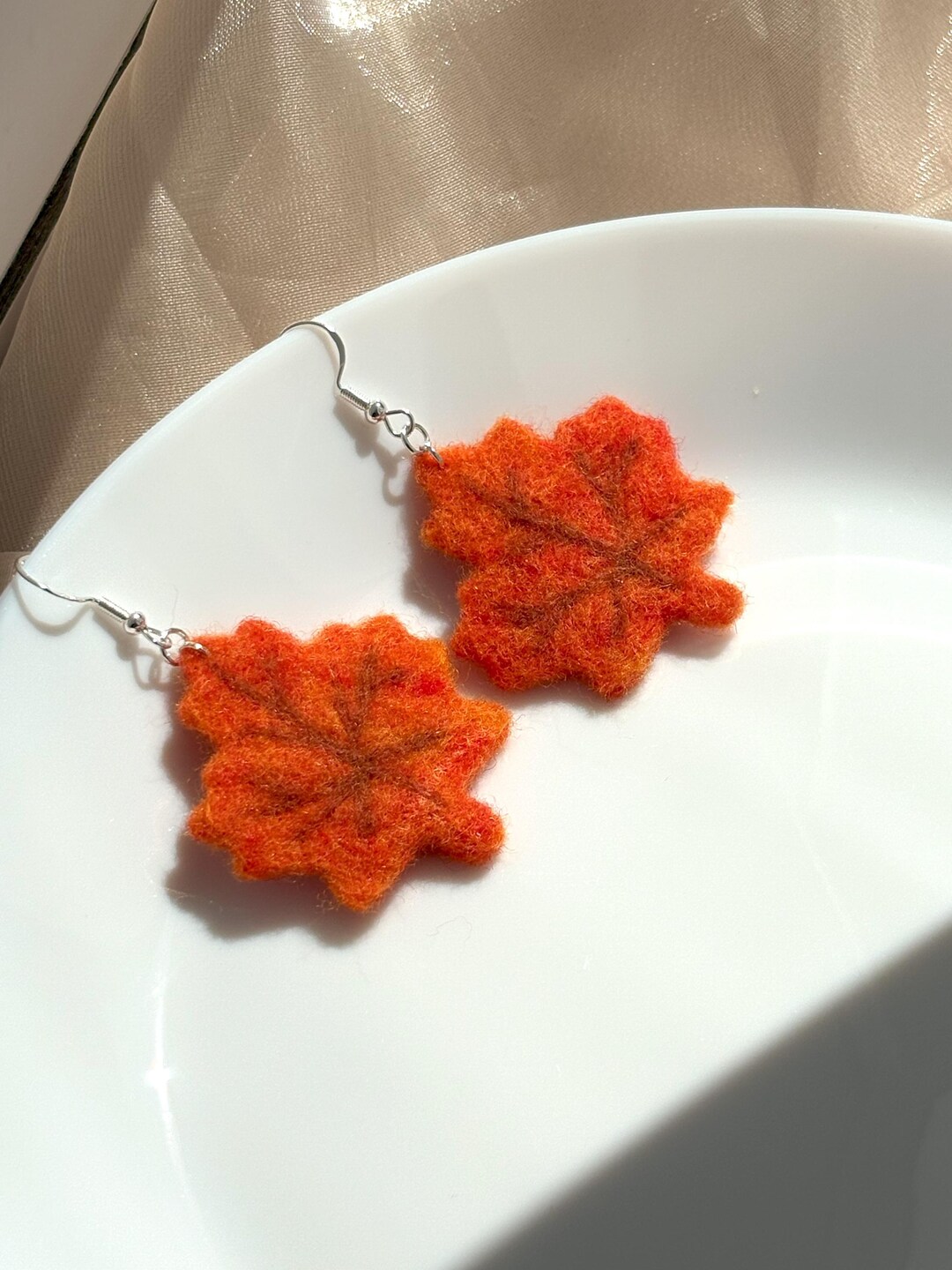 Handmade Wool Felt Canada Maple Leaf Earrings With S925 Silver Hooks ...