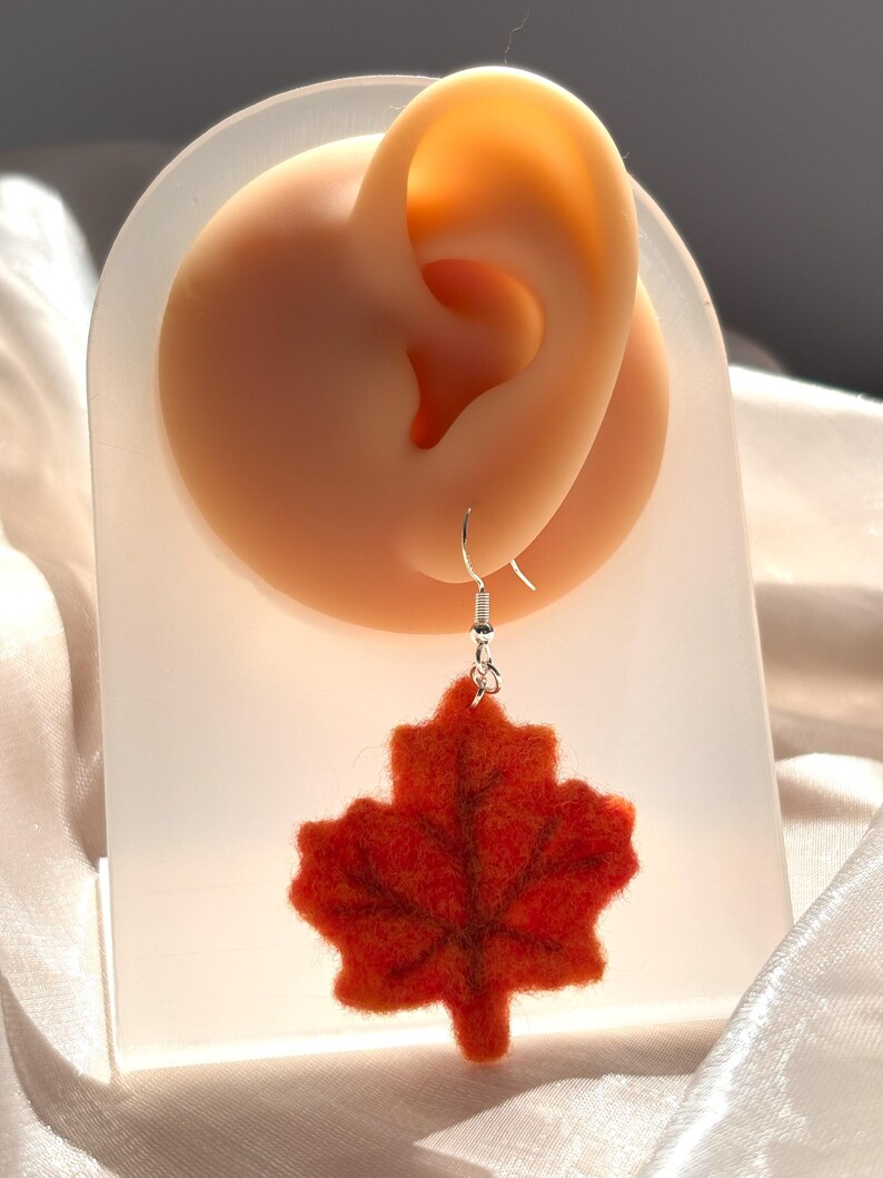 Handmade Wool Felt Canada Maple Leaf Earrings With S925 Silver Hooks ...