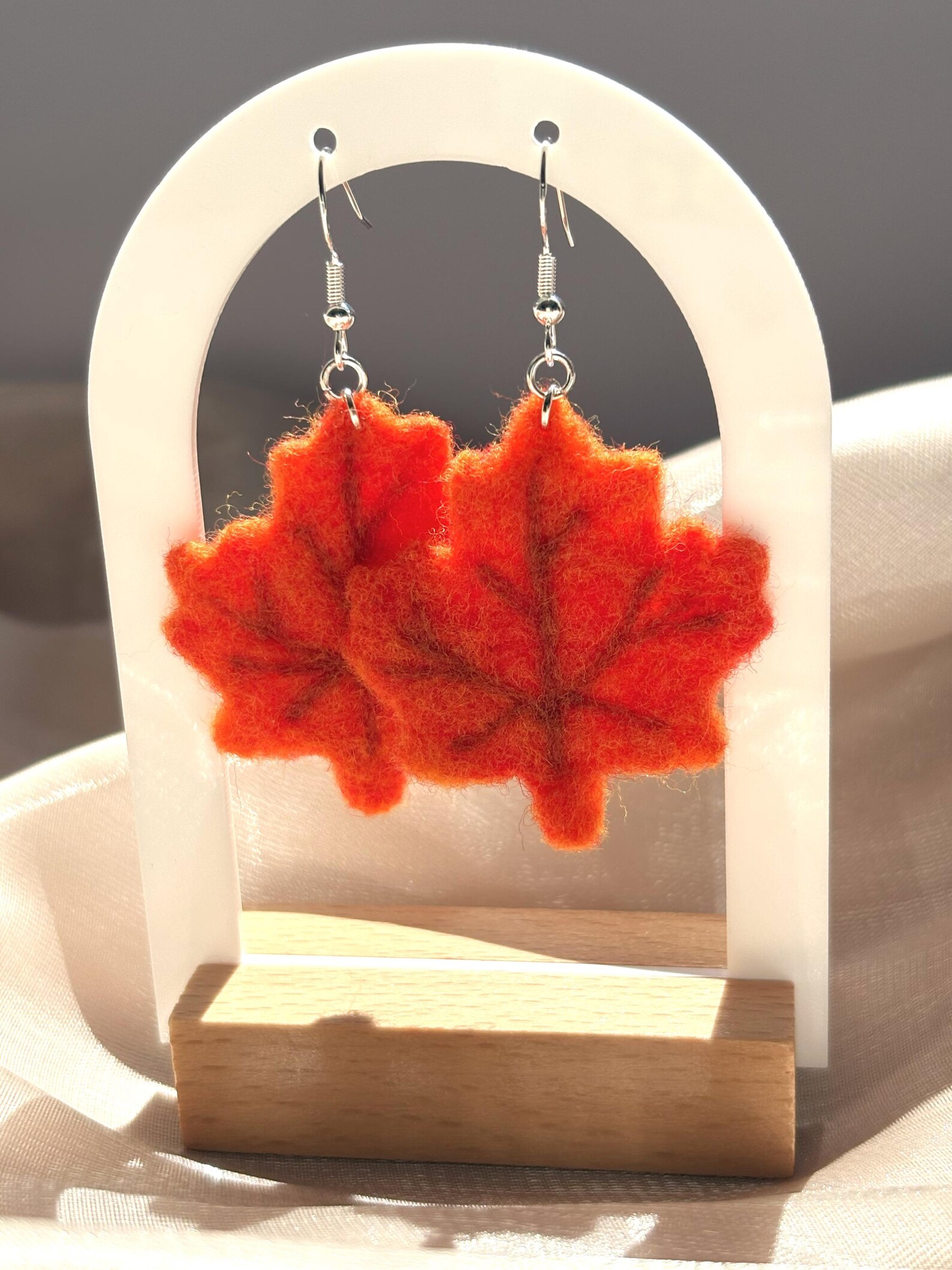Handmade Wool Felt Canada Maple Leaf Earrings With S925 Silver Hooks ...