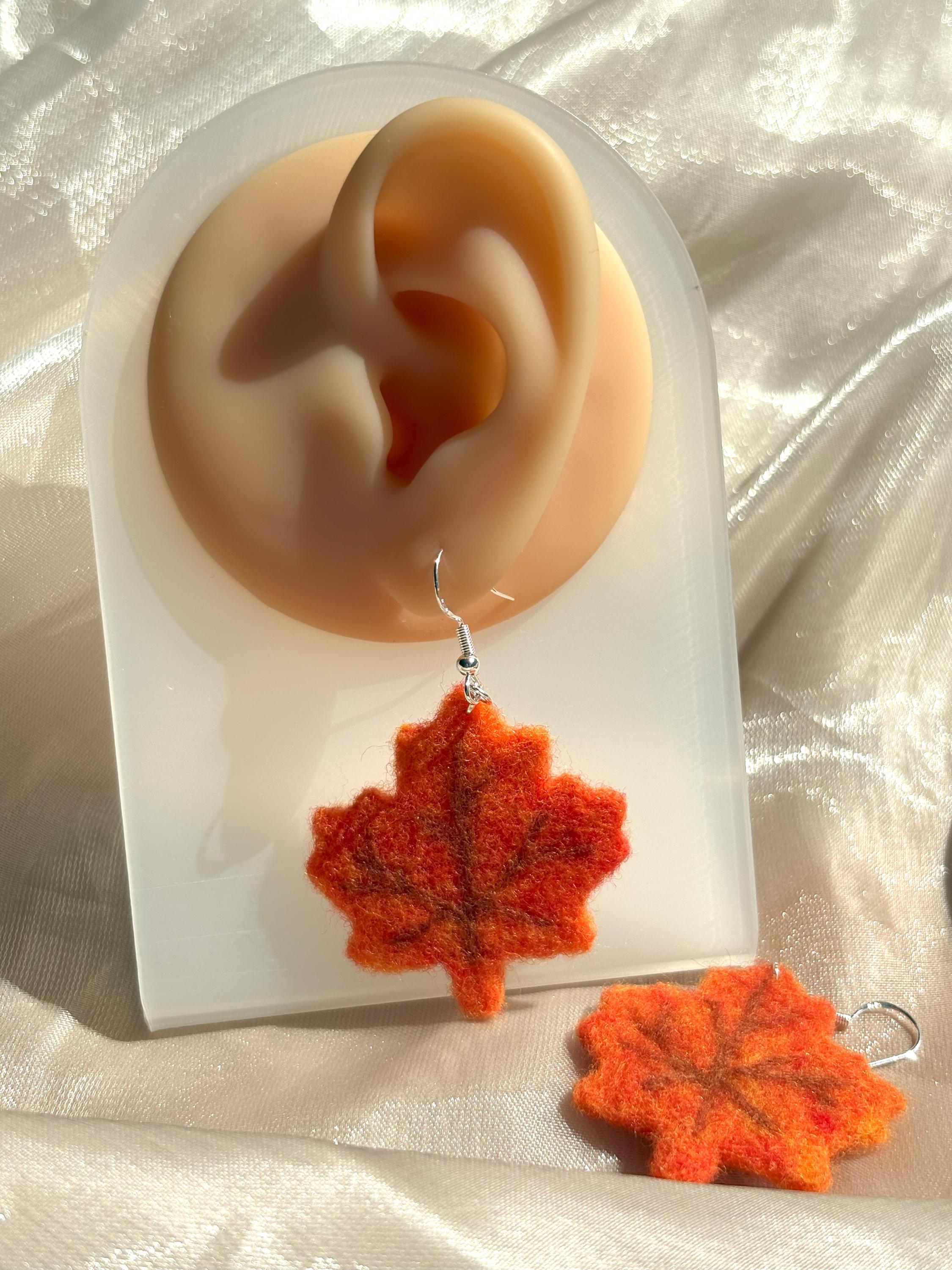 Handmade Wool Felt Canada Maple Leaf Earrings With S925 Silver Hooks ...