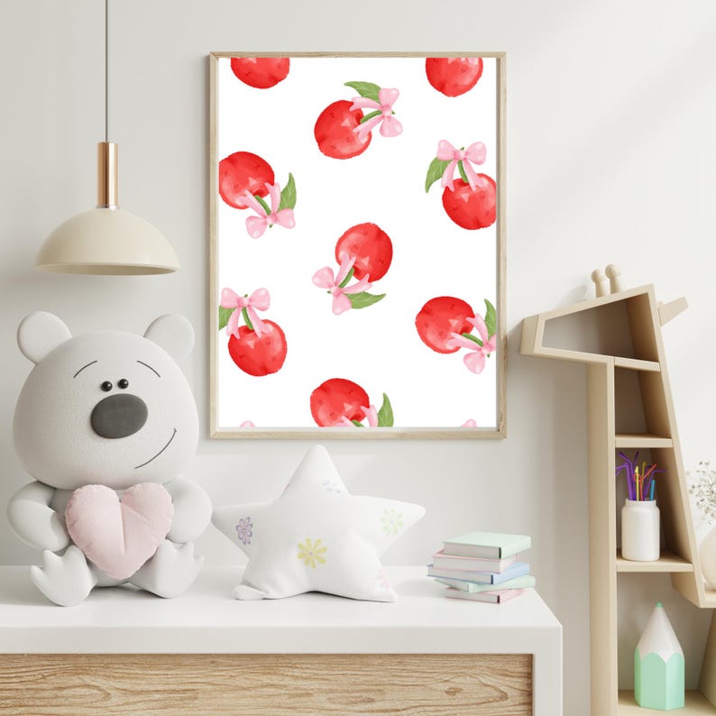 3 Piece Cherry Themed Custom Name Picture - Etsy