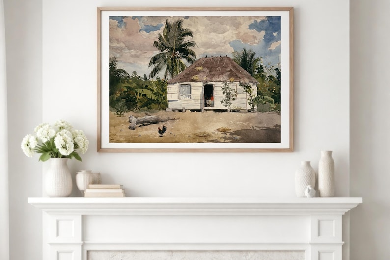 Vintage Caribbean Palm Tree Art Set of 5 Prints: Tropical Summer ...