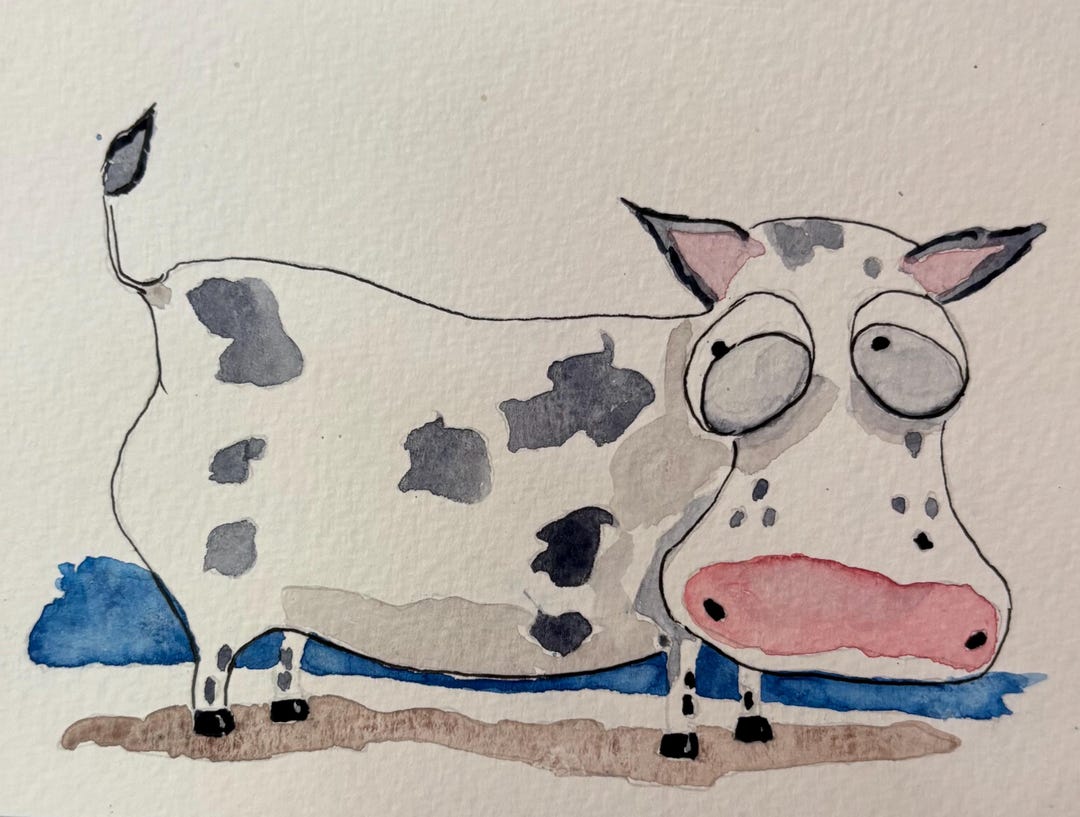 Grumpy Cow Blank Card - Etsy