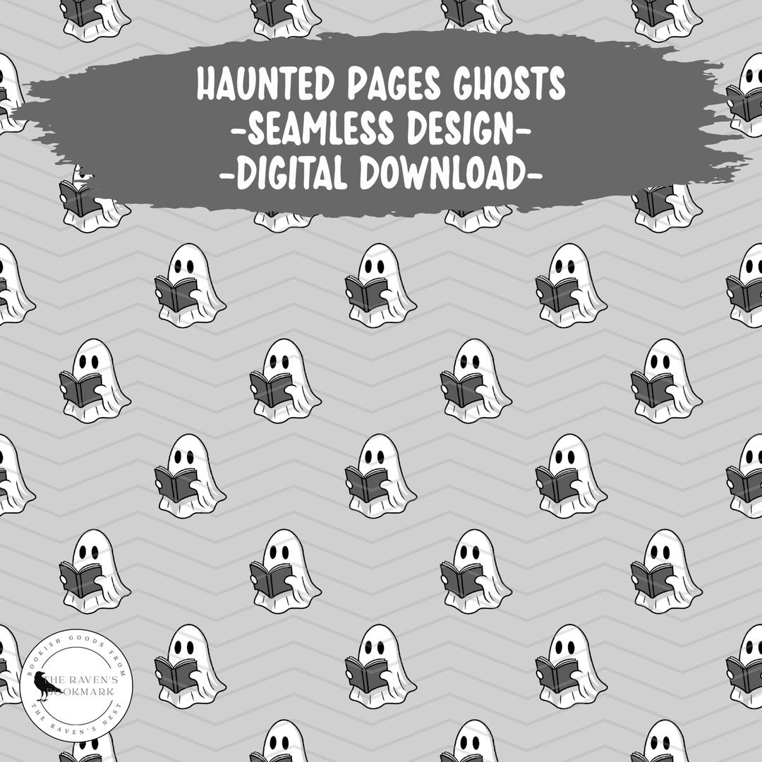 Haunted Pages Ghosts Seamless Ghost Pattern – Black and White Halloween ...