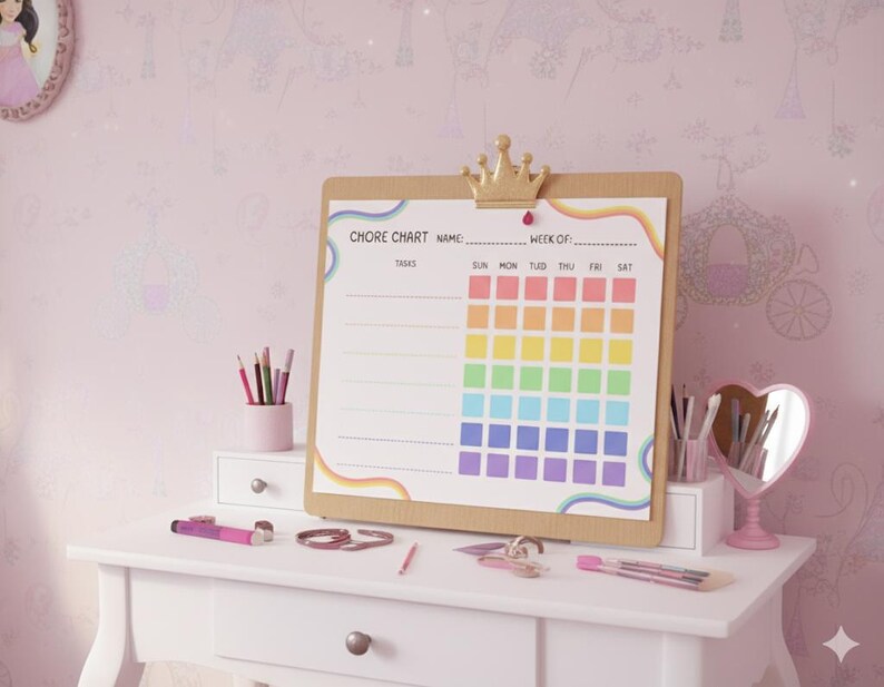 Rainbow Chore Chart Printable Responsibility Tracker Kids Reward Chart ...