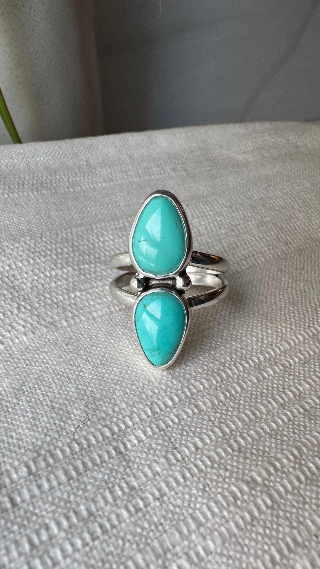 Chilean Turquoise Double Stone Ring (size 8.75) - Etsy