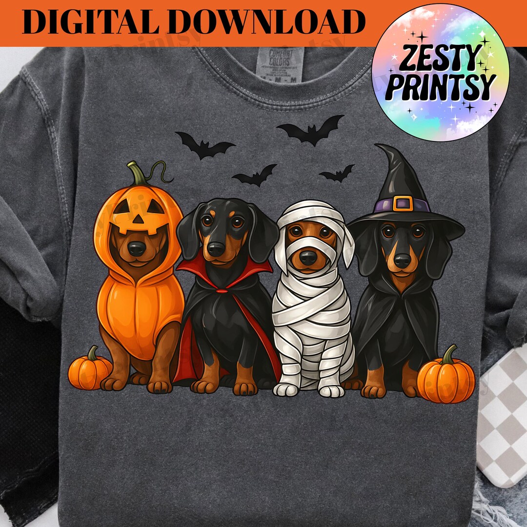 Teckel effrayant Halloween PNG, chien mignon en costume des cliparts ...