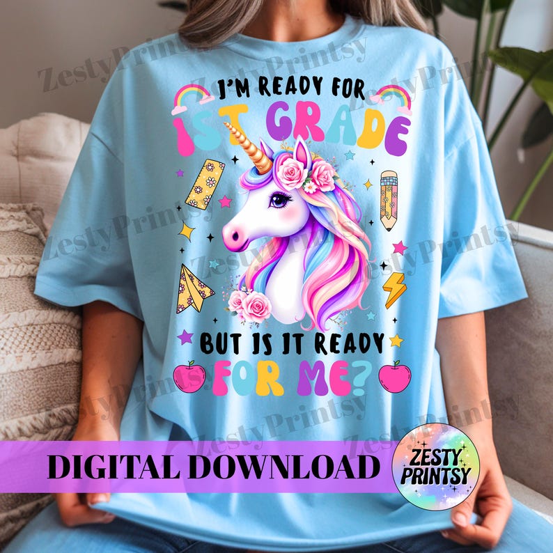 Back to School Unicorn PNG Bundle | 1st to 5th Grade Pastel Designs ...