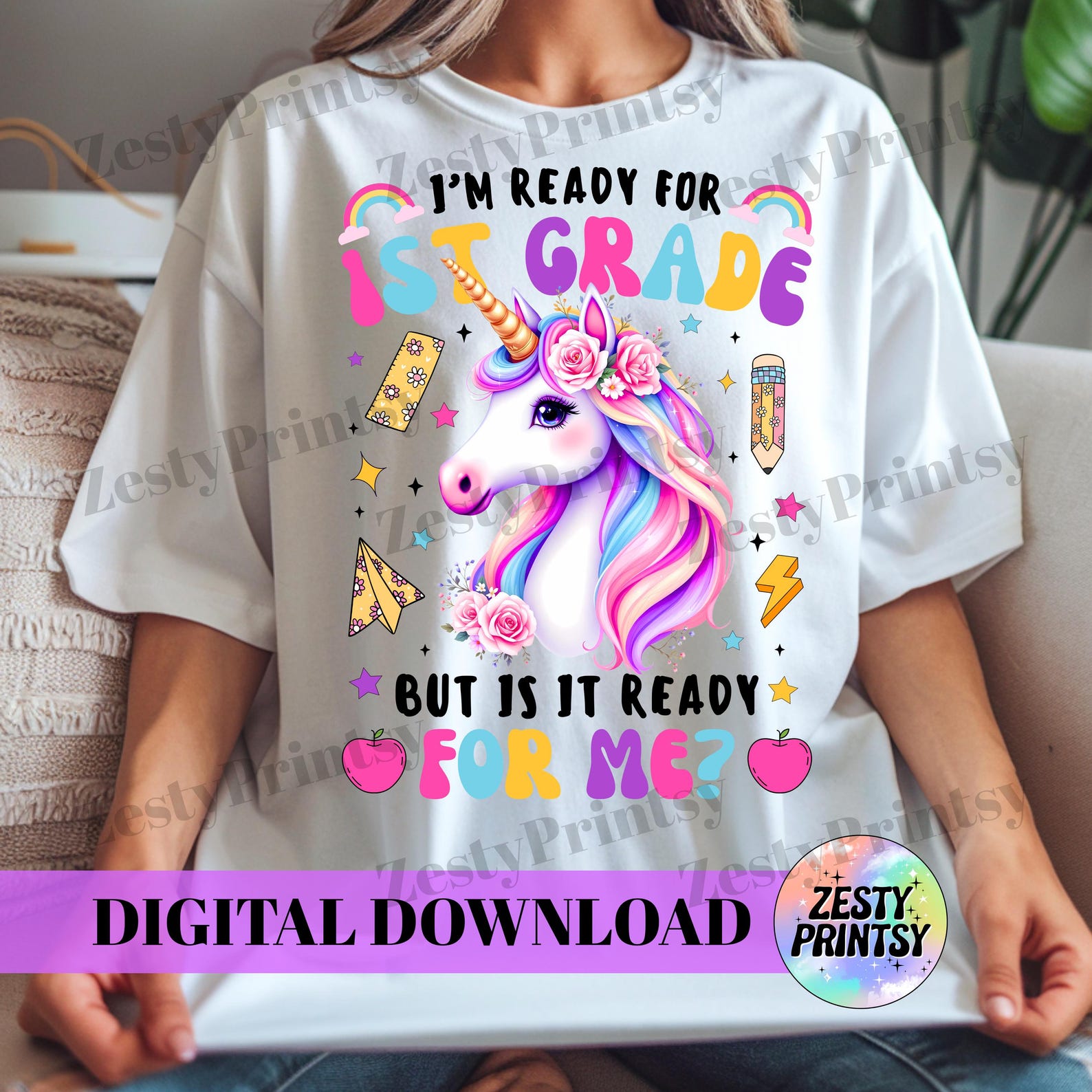 Back to School Unicorn PNG Bundle | 1st to 5th Grade Pastel Designs ...