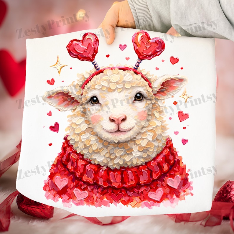 Valentines Day PNG Bundle Farm Animals Painted, Cow Goose Donkey Goat ...