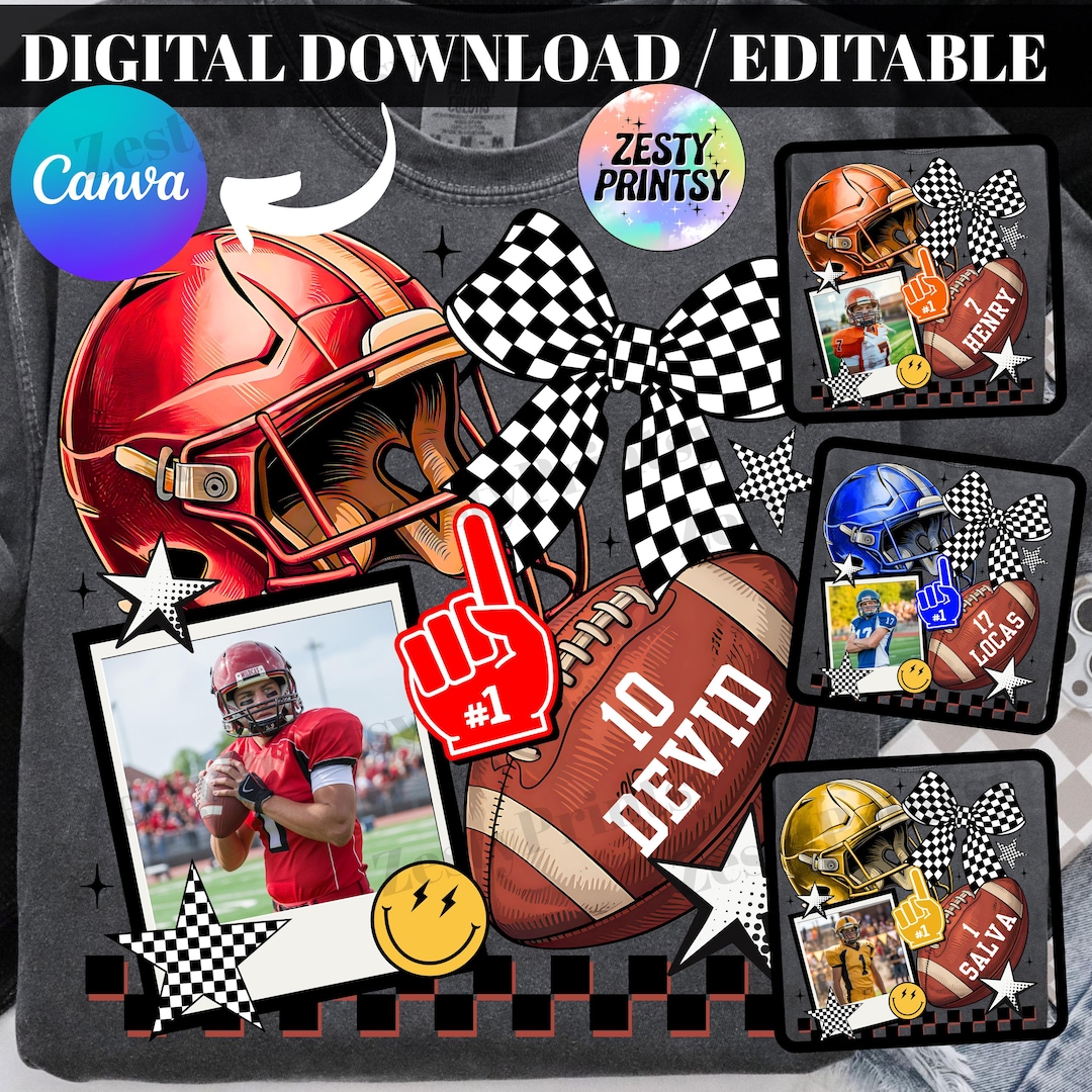 Football Season PNG Bundle, Custom Football Photo Designs, Coquette Bow ...