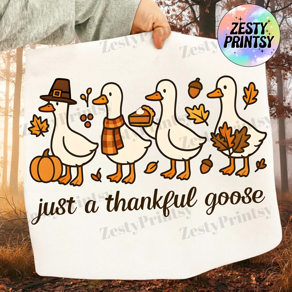 Just a Thankful Goose PNG, Funny Thanksgiving Retro Fall Design, Silly ...