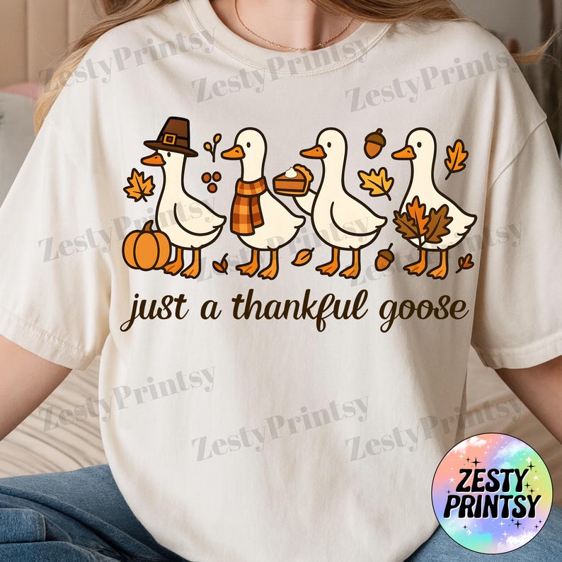 Just a Thankful Goose PNG, Funny Thanksgiving Retro Fall Design, Silly ...