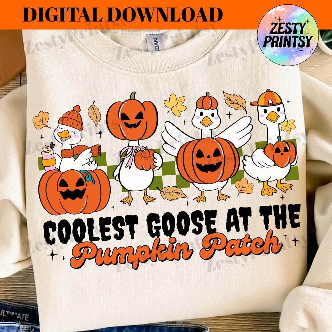 Coolest Goose at the Pumpkin Patch PNG, Funny Halloween Goose Clipart ...