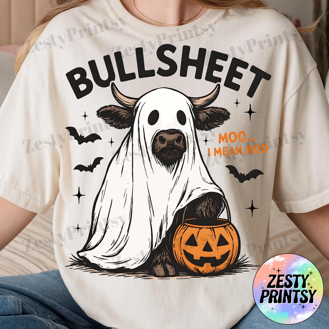 Halloween Highland Cow Ghost PNG, Moo I Mean Boo Funny Sublimation ...