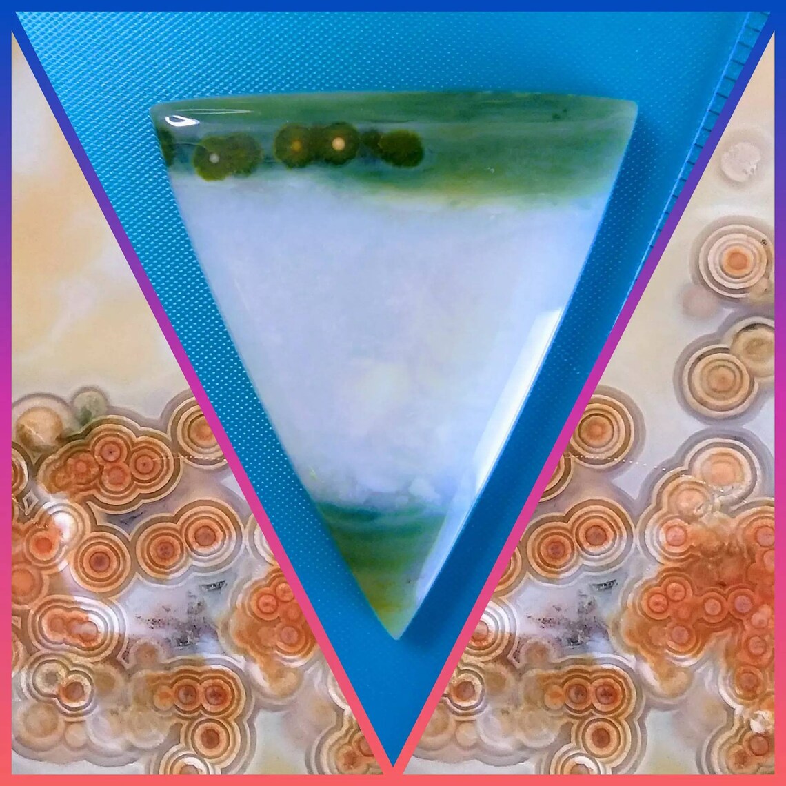 Rare Blue Green Translucent Ocean Jasper Cabochon ( Marovato ) One of ...