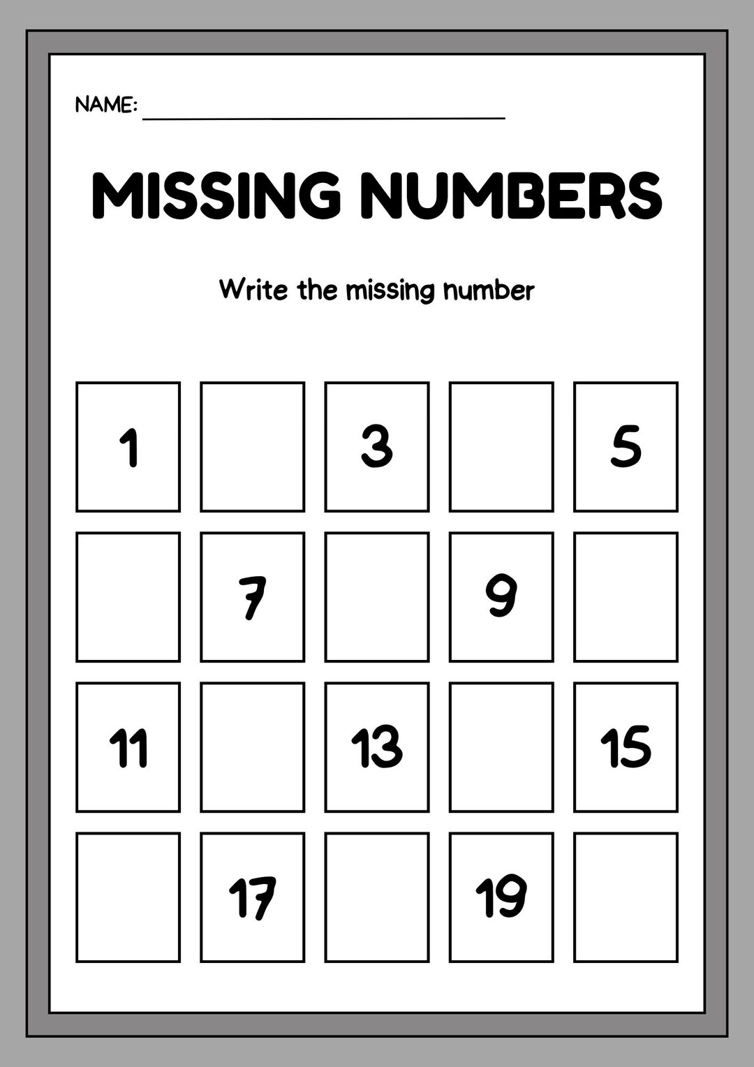Printable Missing Numbers Book for Kids – Count & Fill Activity ...