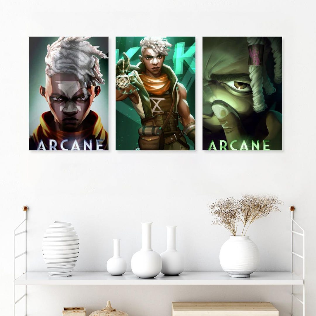 Ekko Arcane Wall Mural 3-piece Set | Anime-inspired Polyester Art ...