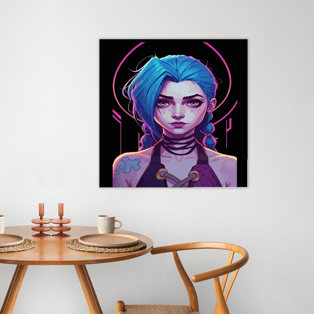 Jinx Arcane Wall Mural | Large Unframed Canvas | Anime Oil Painting ...