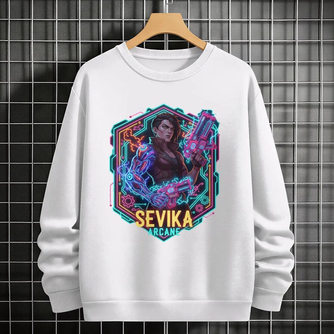 Sevika Arcane Sweatshirt, League of Legends Neon Design Sweater, Lol ...