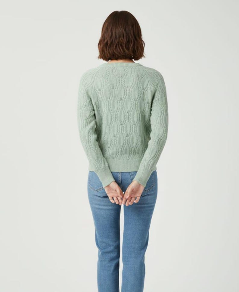 Sage Green Cable Knit Cardigan for Women, Mint Green Button Down ...