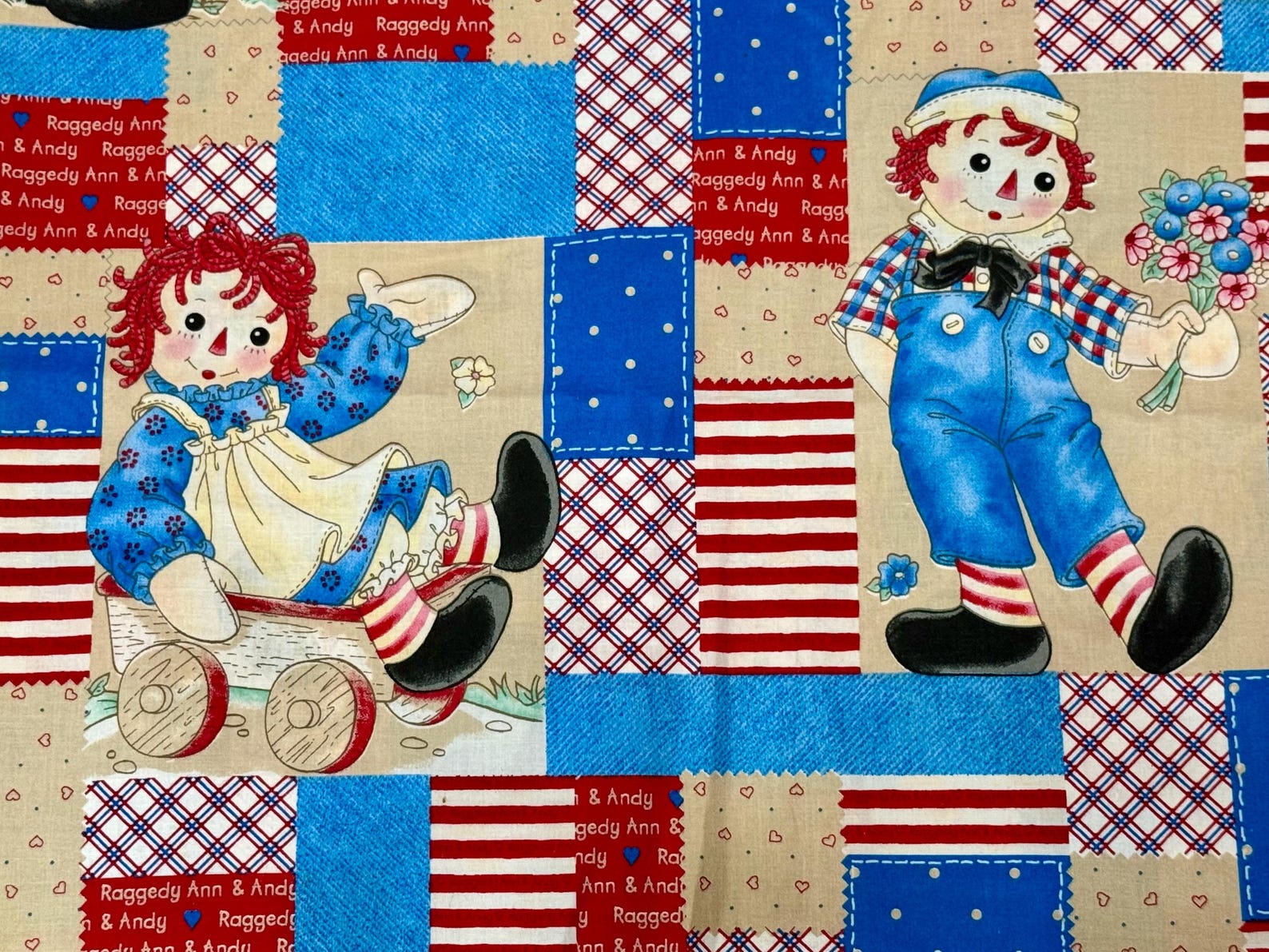 VINTAGE 1998 Raggedy Ann and Andy Friends Patch - BTY: 36” X 44” - Etsy
