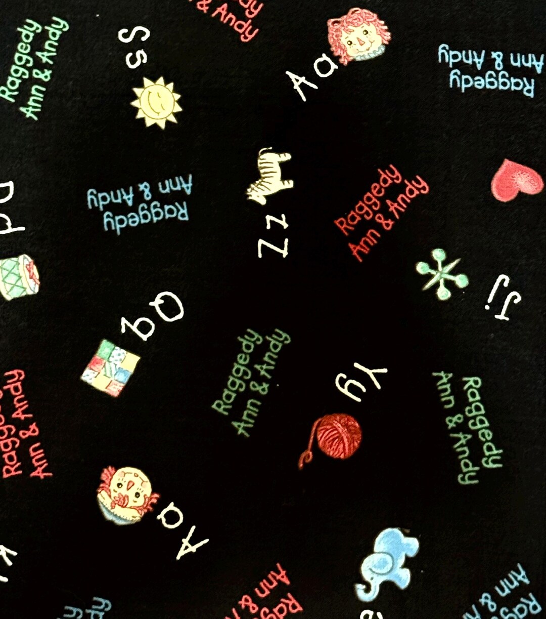 OOP Raggedy Ann and Andy Chalkboard for Spring Industries - BTHY: 18" X ...