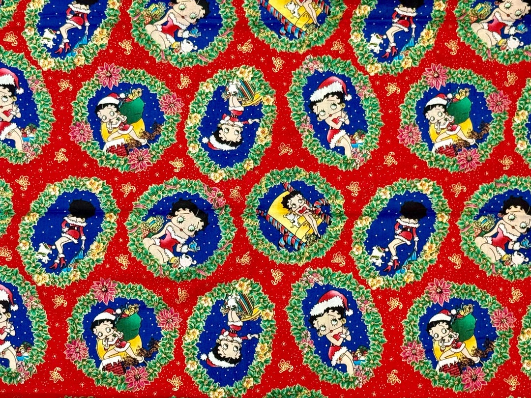 VINTAGE Betty Boop Christmas Fabric, Hard to Find - 29” X 44” - Etsy
